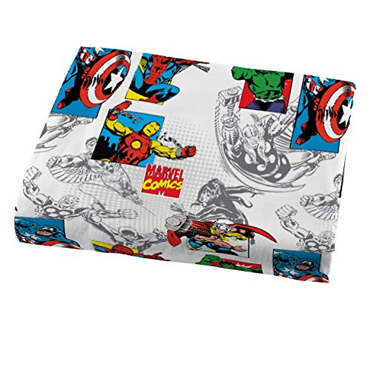 Jay Franco Marvel Avengers Comics Good Guys 3 Piece Twin Sheet Set - Features Captain America, Hulk, Iron Man, Spiderman, and Thor - Fade Resistant Polyester Microfiber Fill (Official Marvel Product)