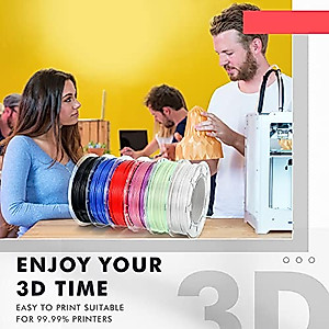 6 Colors PLA 3D Printer Filament Bundle 1.75mm PLA Printing Material Each Roll 200g Vacuum Packaging Printing Filament Dryer Black Red Blue White Rainbow Fluorescent Green Filament Supplies