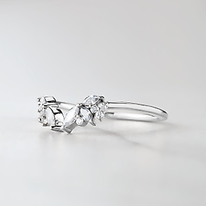 Dfine Jewelry Store Marquise Cut Moissanite Diamond Wedding Band for Women Open Curved Ring Enhancer Guard Promise Bridal Engagement Stack 925 Sterling Silver Size 6.5