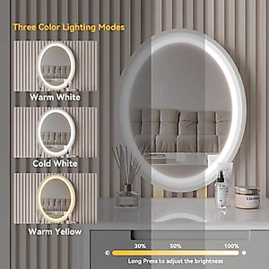 ARTETHYS Makeup Vanity Table Set with 3 Adjustable Lighted Mirror Small Vanity Desk with Drawer and Lights White Makeup Vanity Desk with Chair for Small Space Bedroom