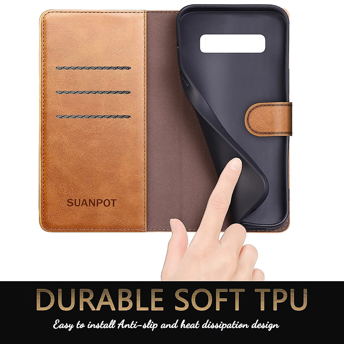 SUANPOT for Samsung Galaxy S10 6.1"(NON S10e,S10+) with RFID Blocking Leather Wallet case Credit Card Holder,Flip Folio Book Phone case Shockproof Cover Women Men for Samsung S10 case Wallet