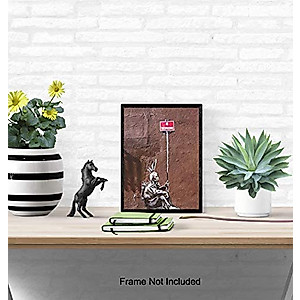 No Trespassing Sign - Banksy Wall Art Poster - 8x10 Urban Street Art Mural Print - Room Decor for Home, Apartment, Dorm, Bedroom, Living Room - Gift for Native American Indian Teens, Graffiti Fan