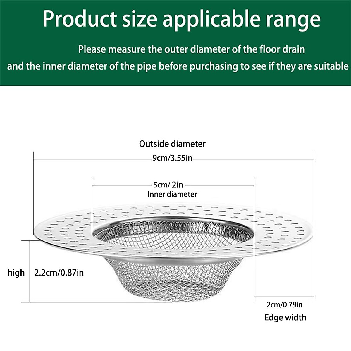 Bathtub Drain Hair Catcher, Fast Drain Shower Drain Hair Catcher, Stainless Steel Drain Protector for Bathroom Pop-up Drain, Kitchen and General Drain (4 PCS，Outer Diameter 3.55in/Inner Diameter 2in)