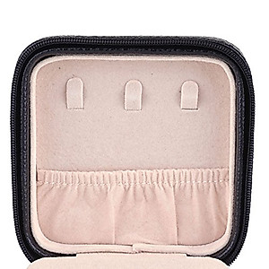 Yoption Paris Tower Pattern PU Jewelry Holder Box Display Accessories Ring Earring Bracelet Storage Zipper Case PU Leather Portable Traval Jewelry Box Organizer (Black)