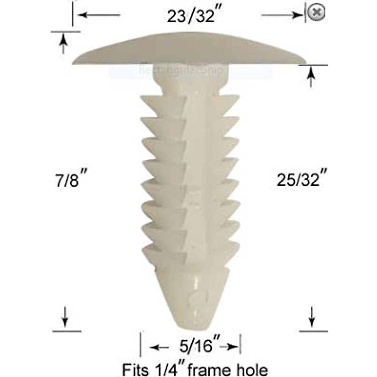 Vinyl Strap Fastener - Rivet - Pins for Patio Furniture | Fit 1/4" Hole | Quantity of 50 (White)