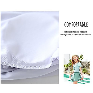 MEIBAN Girls Swimsuit 1 Piece Puff Sleeves Dress Swimwear Bathing Suit 7 to 18 Years Girls Racing (Orange, 12-14 Years)