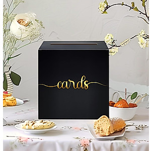SietDESEO Black and Gold Card Box for Party Envelope Box Money Card Box Gift Card Box Holder for Wedding Reception Baby Shower Birthday Card Box