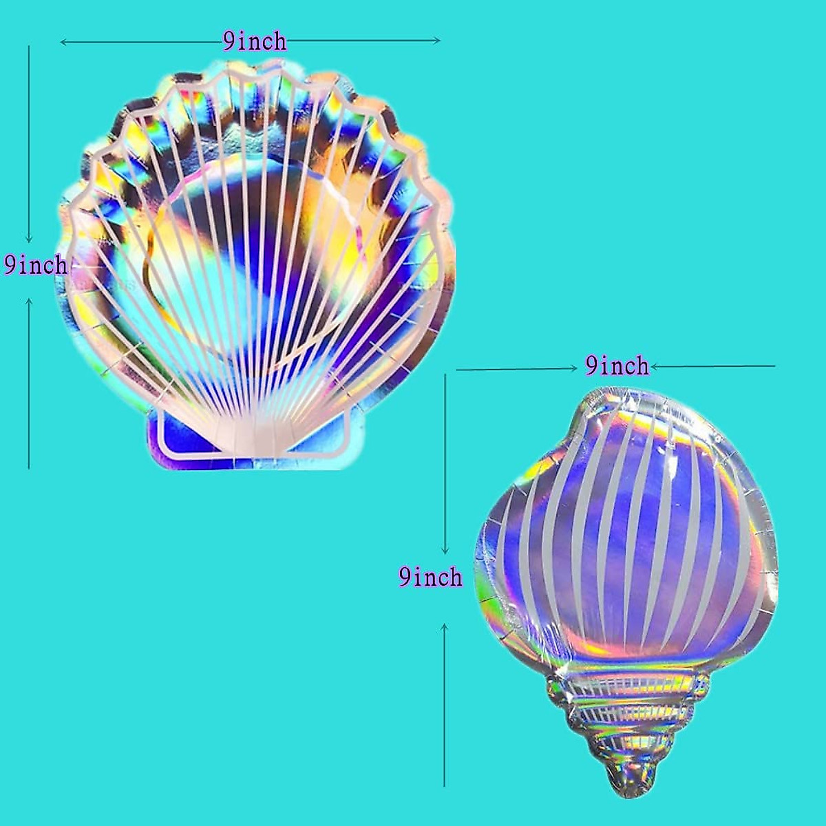 104 Pieces Mermaid Party Tableware Supplies Kit,32 Mermaid Clam Shell Plates,40 Holographic Napkins,32 Pink Forks,Disposable Mermaid Paper Plates Napkins Forks for Birthday Wedding Party (104)