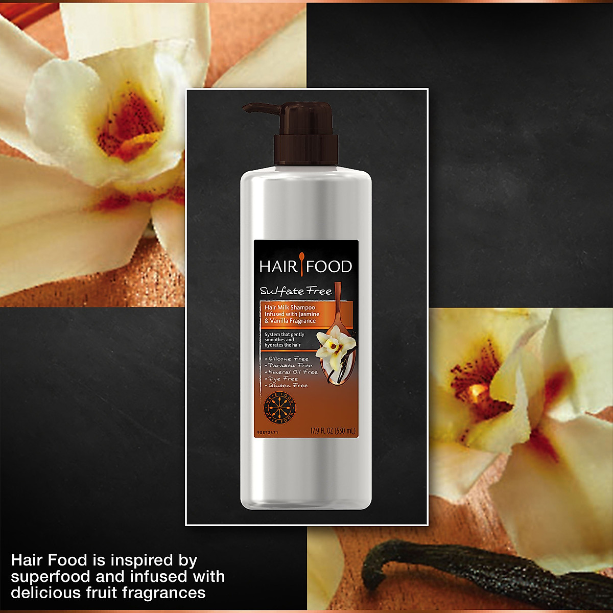 Hair Food Sulfate Free Hair Milk Shampoo with Jasmine & Vanilla Fragrance, 17.9 Fluid Ounce