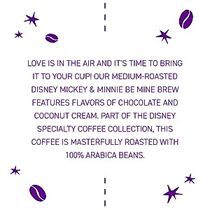 Joffrey's Coffee - Disney Mickey & Minnie Be Mine Brew, Disney Specialty Coffee Collection, Medium Roast, Arabica Beans, Chocolate & Coconut Cream Flavor, Brew or French Press (Whole Bean, 11 oz)