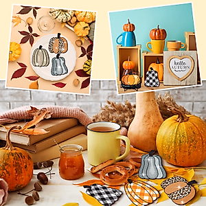 Shellwei 8 Pcs Fall Thanksgiving Diamond Art Coasters Pumpkin Diamond Painting Coasters with Holder Autumn DIY Diamond Painting Kit Diamond Coasters for Adults Crafts Gift Beginner