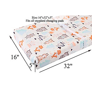 Tontukatu Changing Pad Cover Set 3 Pack Jersey Knit Ultra Soft for Baby Boys Girls Elephant Tiger/Fox/Grey