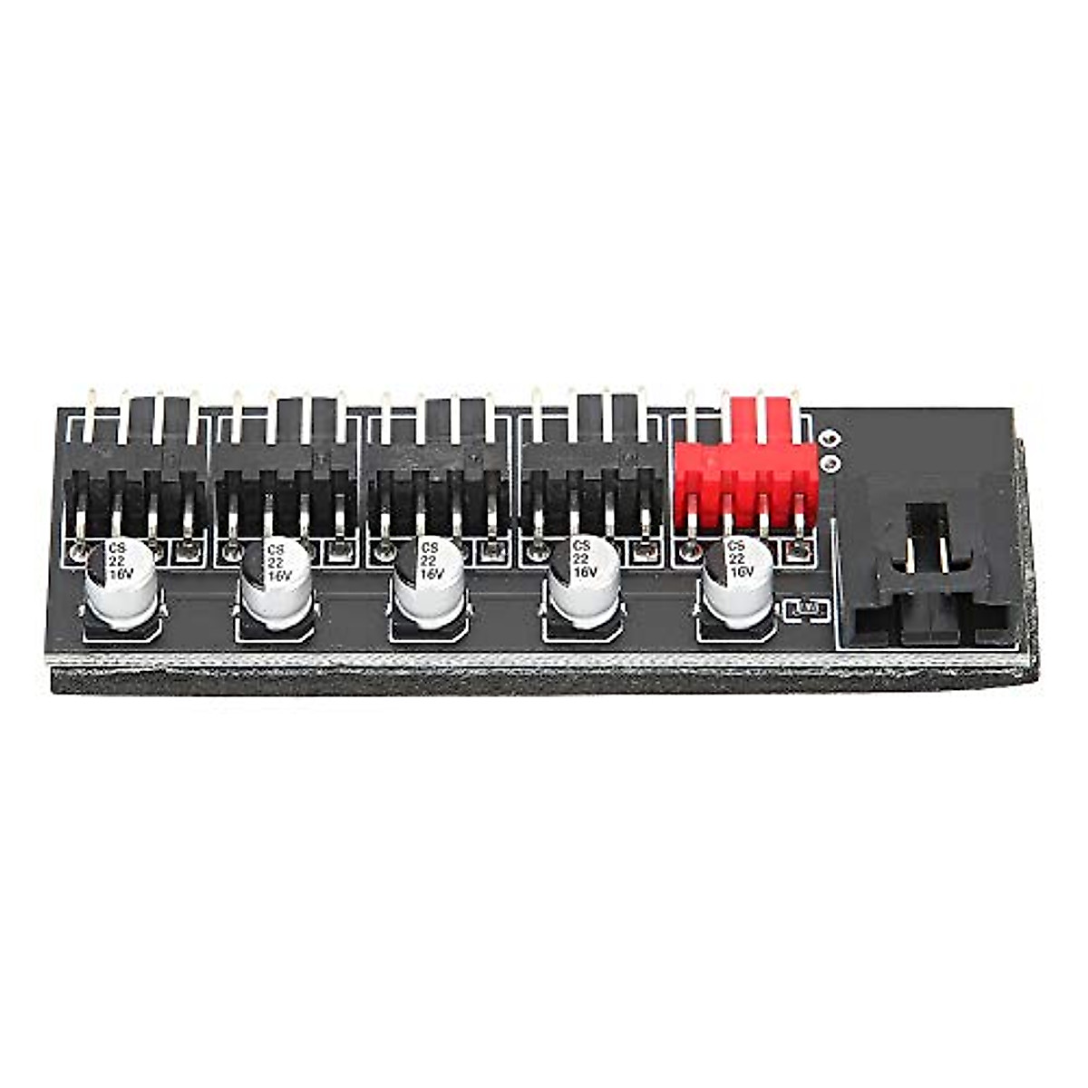 Wider Wiring Expand The 4‑pin Interface 4Pin Fan Hub, 1 to 5 Hub for CPU Motherboard Fan + Capacitor