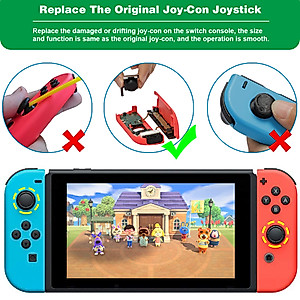[Upgraded Version] Joycon Joystick Replacement, 3D Joystick Analog Thumb Stick for Nintendo Switch Joycon Repair Kit Include Full Repair Tool Kit, 2 Alloy Lock Buckles, 2 Jon Con Joystick Replacement