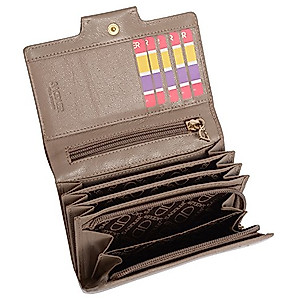 SADDLER Womens Medium Leather Credit Card Coin Purse Wallet with Zip |Gift Boxed - Putty Grey