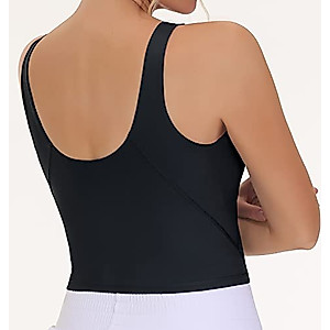 THE GYM PEOPLE Women's Sports Bra Sleeveless Workout Tank Tops Running Yoga Cropped Tops with Removable Padded Black