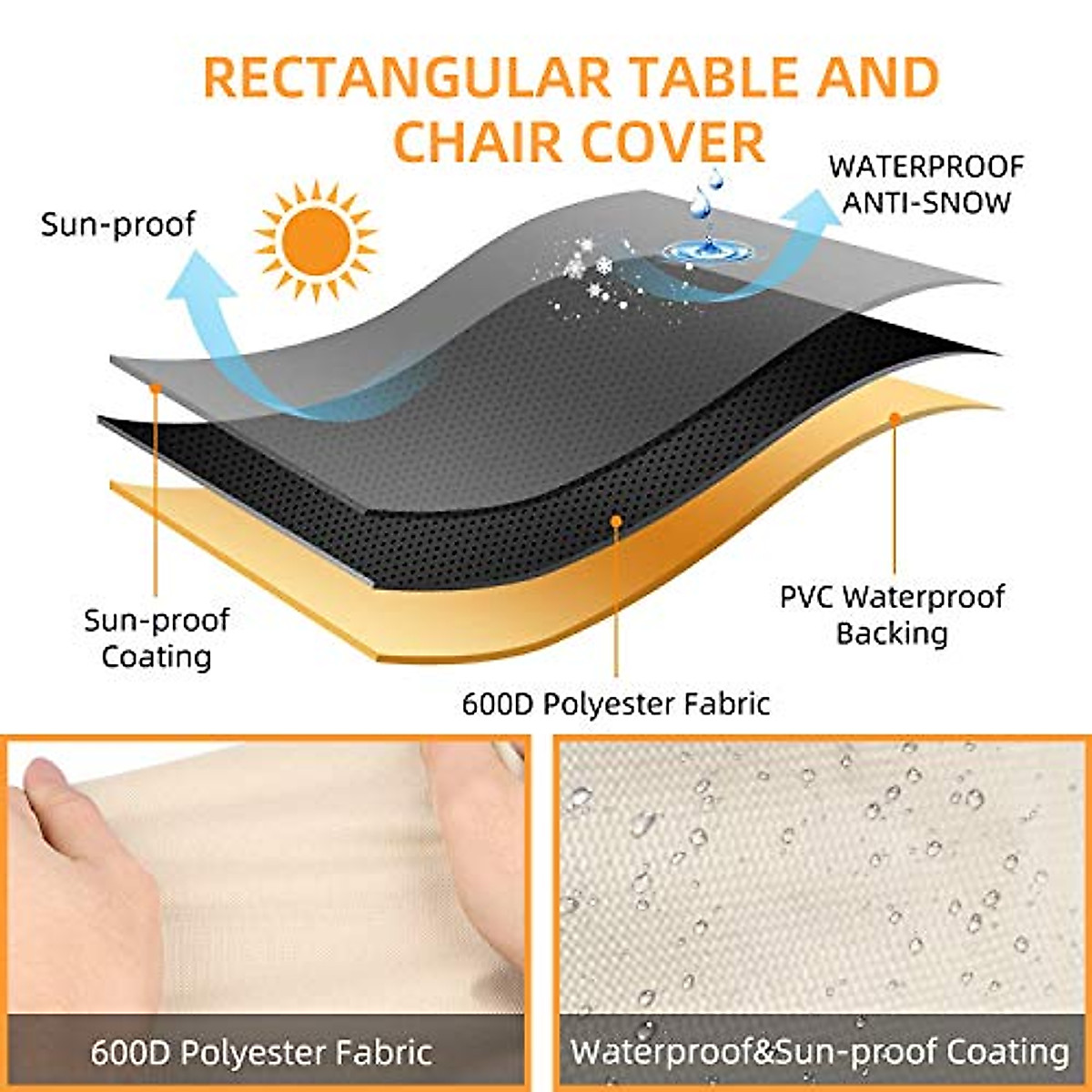 DikaSun Patio Chair Covers, Lounge Deep Seat Cover, 2 Pack 38" L*37" W*32" H Waterproof Anti-UV Heavy Duty 600D Oxford Fabric Outdoor Lawn Patio Furniture Covers