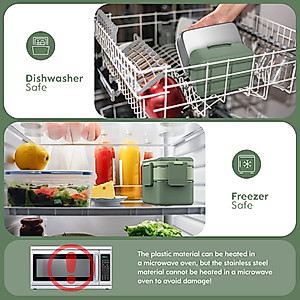 JSCARES Stainless Steel Bento Box Adult Lunch Box, 3 Stackable Bento Lunch Containers, Portable Modern Style Adult Bento Box, Leakproof 51OZ Bento Lunch Box for Kids and Adults (Green)