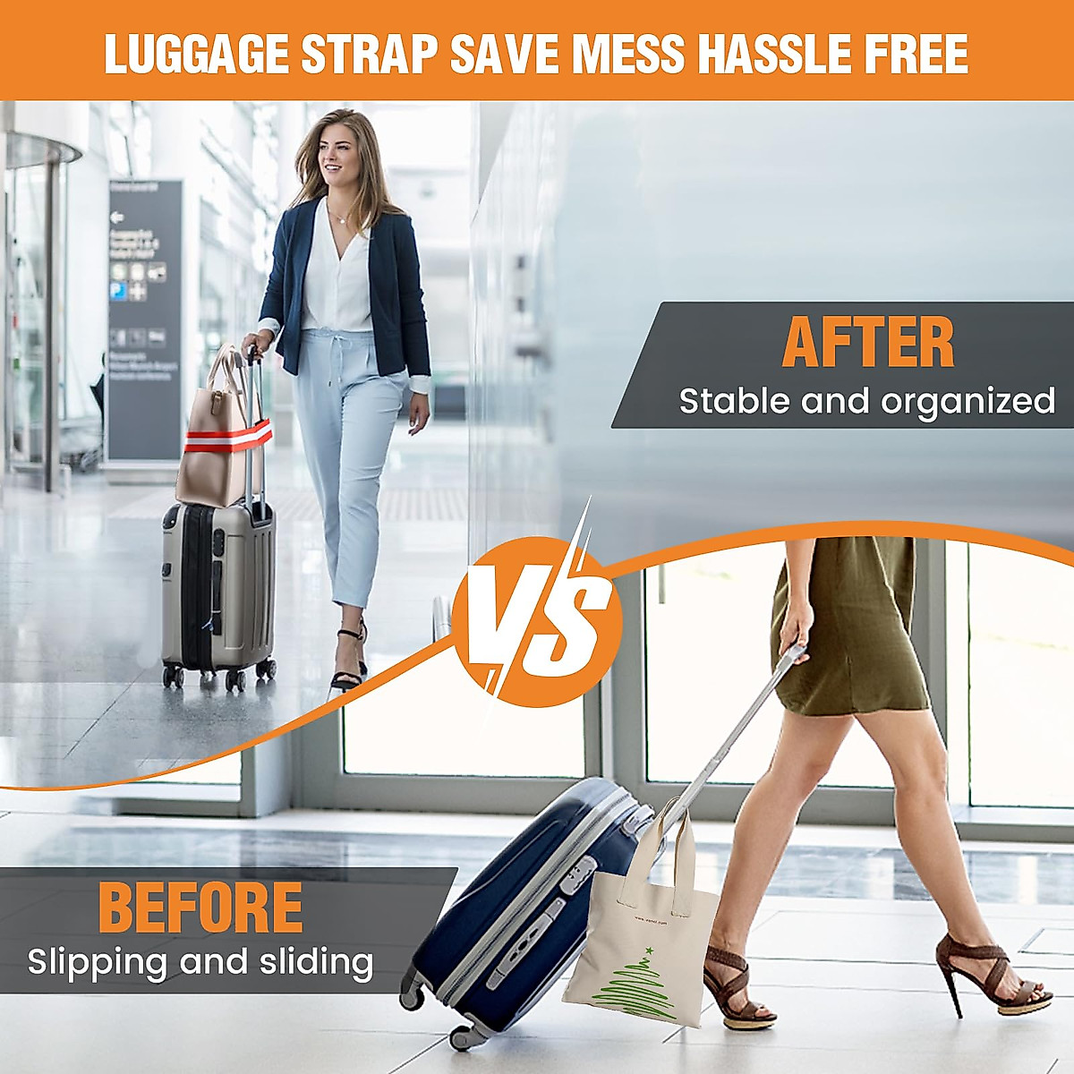 Travel Belt for Luggage Over Handle, Safecube Luggage Strap for Carry On Bag, Elastic Luggage Belt Strap for Suitcases Add a Bag, Adjustable Luggage Bungee Straps, Securing Luggage for Travel