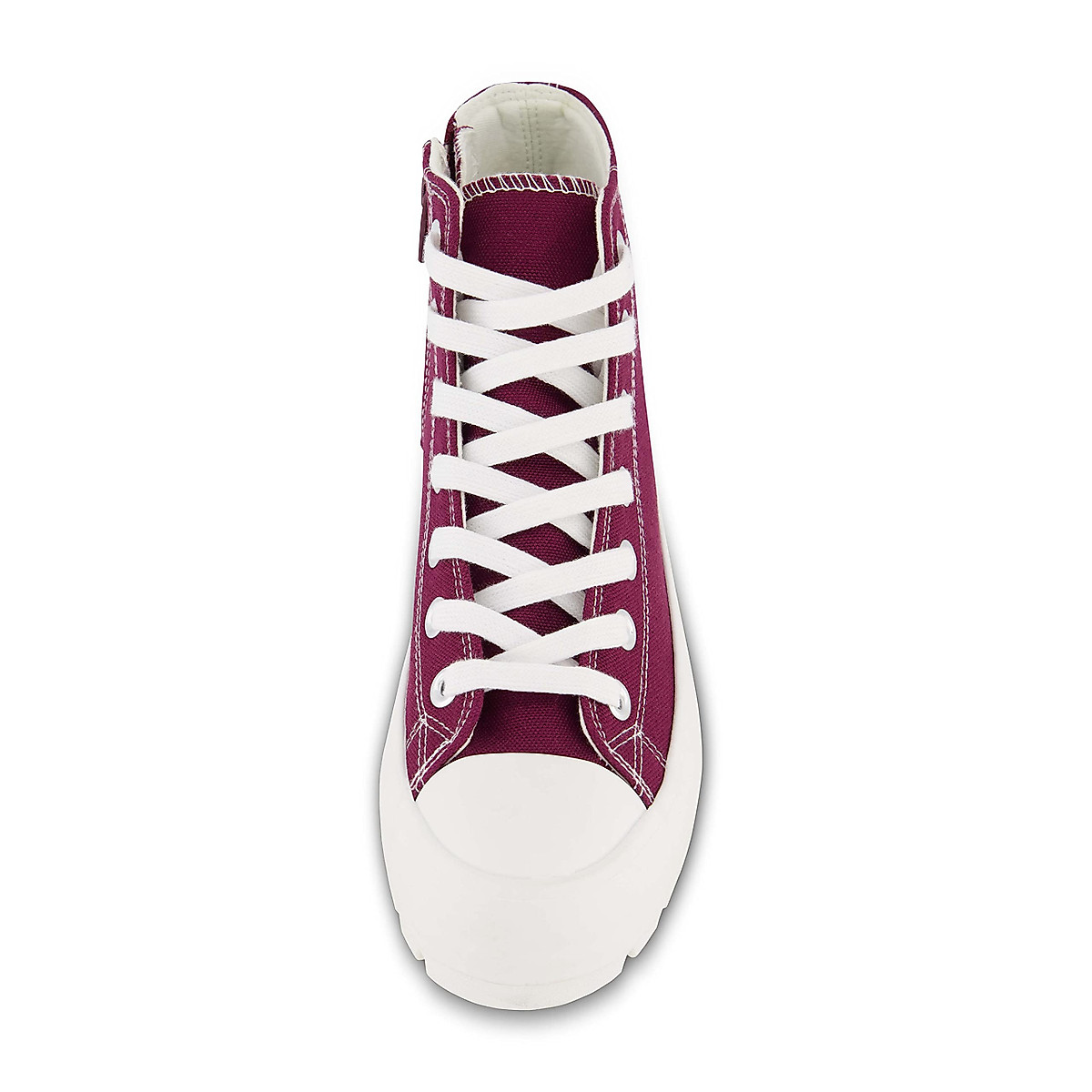 CUSHIONAIRE Women's Vespa high top Canvas Sneaker +Memory Foam and Side Zipper, Burgundy 10