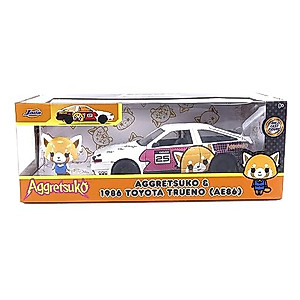 Jada Toys Sanrio 1:24 1986 Toyota Trueno (AE86) Die-cast Car & Aggretsuko Figure, Toys for Kids and Adults (33725)