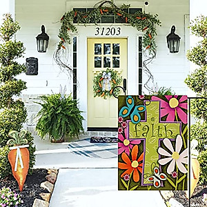 Dyrenson Religious Garden Flag Flower Cross, Home Decorative Faith House Yard Flag, Floral Garden Yard Decorations, Butterfly Daisies Seasonal Outdoor Flag 28 x 40 Easter
