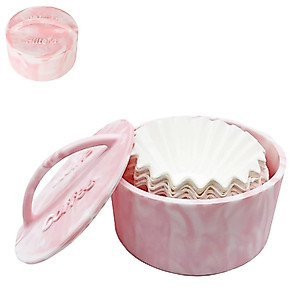 Coffee Filter Holder Storage, Container Coffee Filter Dispenser with Lid Coffee Filter Basket Coffee Bar Accessories Organizer for Home(Pink)