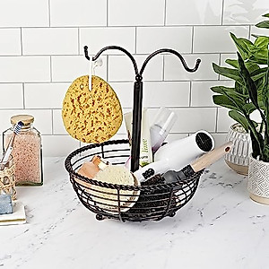 Gourmet Basics by Mikasa Rope Metal Fruit Basket with Double Banana Hook, Black
