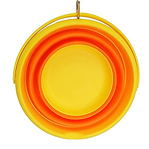 SAMMART 5.5L (1.4 Gallon) Collapsible Plastic Bucket - Foldable Round Tub - Portable Fishing Water Pail - Space Saving Outdoor Waterpot (Yellow/Carrot)