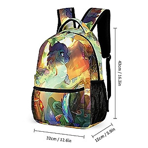 JAYWIS Fire Wings Dragon Backpack Large Capacity Laptop Bags Lightweight Multifunction Daypack for Daily/Work/Sport