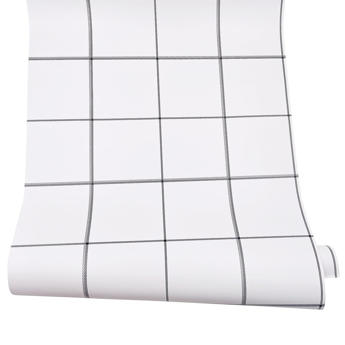 SimpleLife4U Black Striped Furniture Paper Peel & Stick White Grid Shelf Drawer Liner Cover Furnitures 17.8 Inch by 9.8 Feet