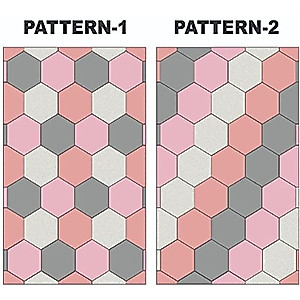 Hexagon Floor Mat Activity Mat Floor Foam Tile for Crawling, Tummy Time, and Playing 4x6 Feet Ultra Thickness Playmat for Infants and Toddlers for Nursery Room 2 Patterns in 1 (Pink White Gray)
