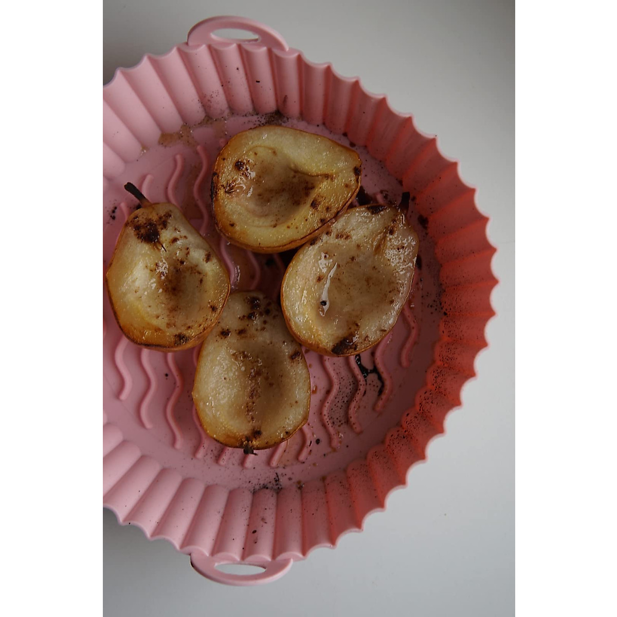 2-Pack inch 8.5 Air Fryer Silicone Liner Silicone Air Fryer Container Intensity Safe fryers Silicone Pot Round for Air fryer Stove Frill 5QT Pink+Red