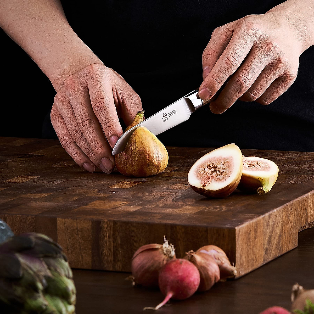 KYOKU Daimyo Series 7" Santoku Knife + 4.5'' Paring Knife + 5'' Utility Knife - Japanese 440C Stainless Steel - Rosewood Handle