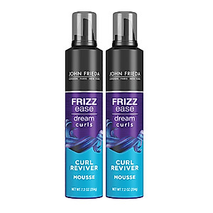 John Frieda Anti Frizz, Frizz Ease Dream Curls Curl Reviver Mousse, Enhances and Moisturizes Natural Curles, Creates a Soft Flexible Hold for Curly or Frizzy Hair, Alcohol-Free, 7.2 Oz, Pack of 2