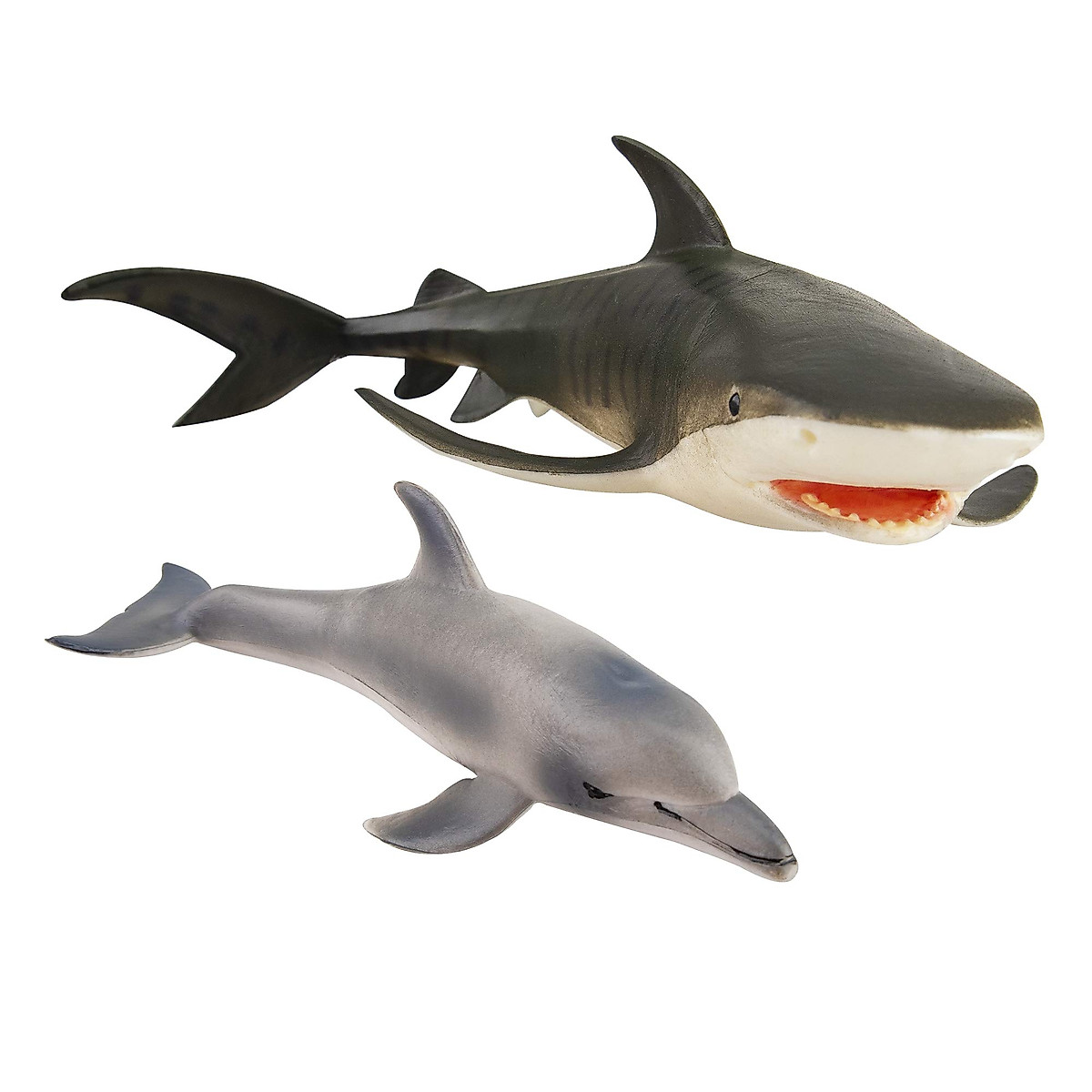 TOYMANY 8-Piece Large Sea Animal Figurines Set: 4-8" Sharks, Whales & Dolphin, Bath Toys, Cake Toppers, Birthday Gifts for Kids & Toddlers