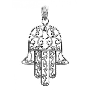 925 Sterling Silver Jewish Hamesh Hand Filigree Charm Hamsa Pendant