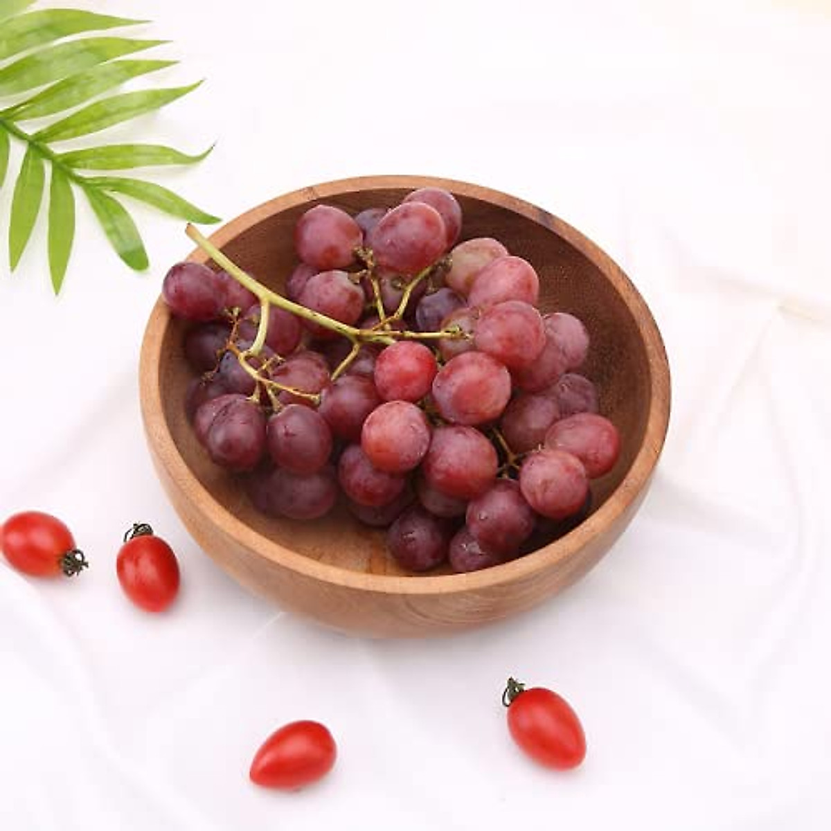 Hand-Crafted From Solid Acacia Wood Salad Bowls 7.1 or 7.9 Inches Set of 2 Individual Large Wood Bowl for Fruits Salads and Decoration Fruit Bowl for Snacks