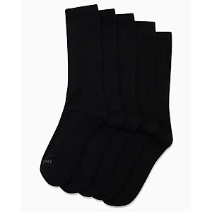 Reebok Men's Cushioned Comfort Athletic Performance High Crew Socks (5 Pack), Size 6-12.5, Classic Black