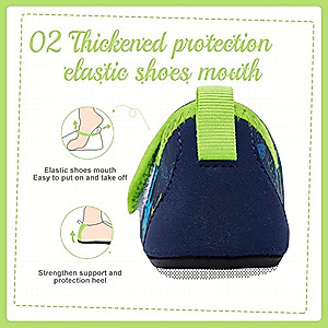 HIITAVE Boys Water Shoes Outdoor Quick Dry Swim Barefoot Beach Aqua Pool Socks for Kids Toddler Blue Green Shark 13.5-1 M US Little Kid