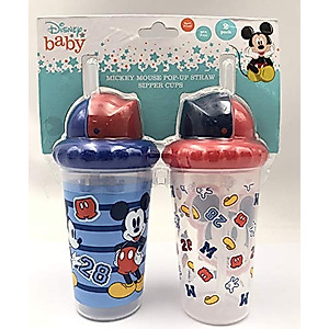 Disney Cudlie Baby Boy Mickey Mouse 10 oz Pack of 2 Sippy Cups with Straw & Easy Close Lid