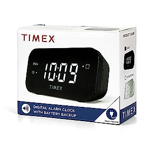 Timex Alarm Clock with Large Display, Digital Alarm Clock for Bedroom Includes 120V Universal Power Adapter (T121B - Black)