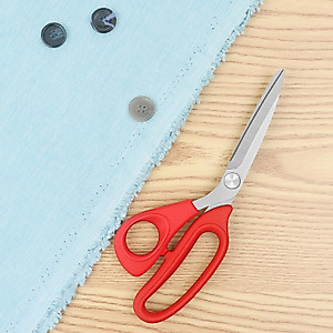 Vutyvve Left Handed Fabric Scissors for Cutting Fabric, Clothing, Textiles, Leather, 22cm Tailor's Scissors, Red