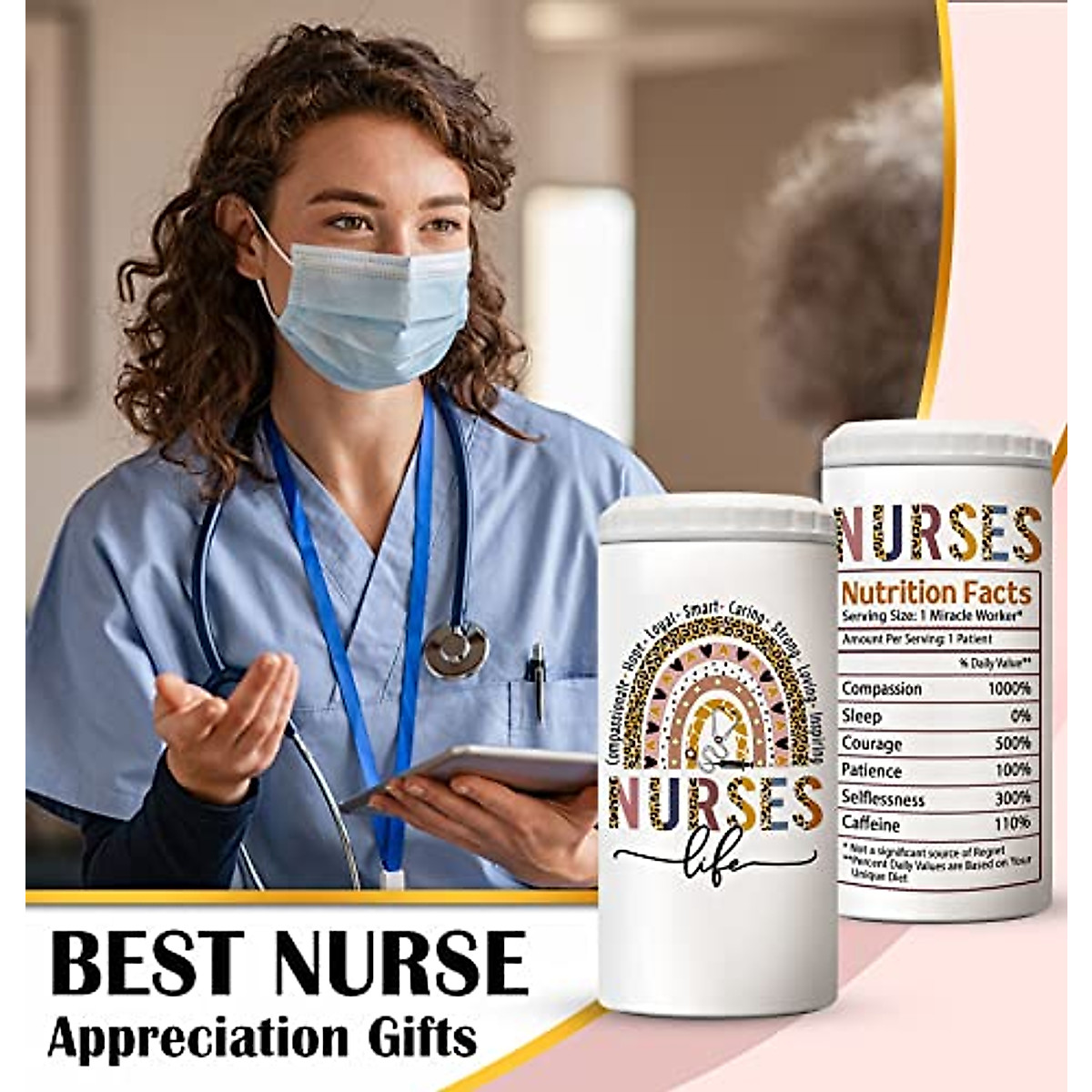 Nurse Gifts for Women, Gifts for Nurses Women - Nurse Accessories For Work - Nurse Gifts for Birthday, Nurses Week, Appreciation Week, Graduation - Nurse Present, Nurse Tumbler Can Cooler 16 Oz