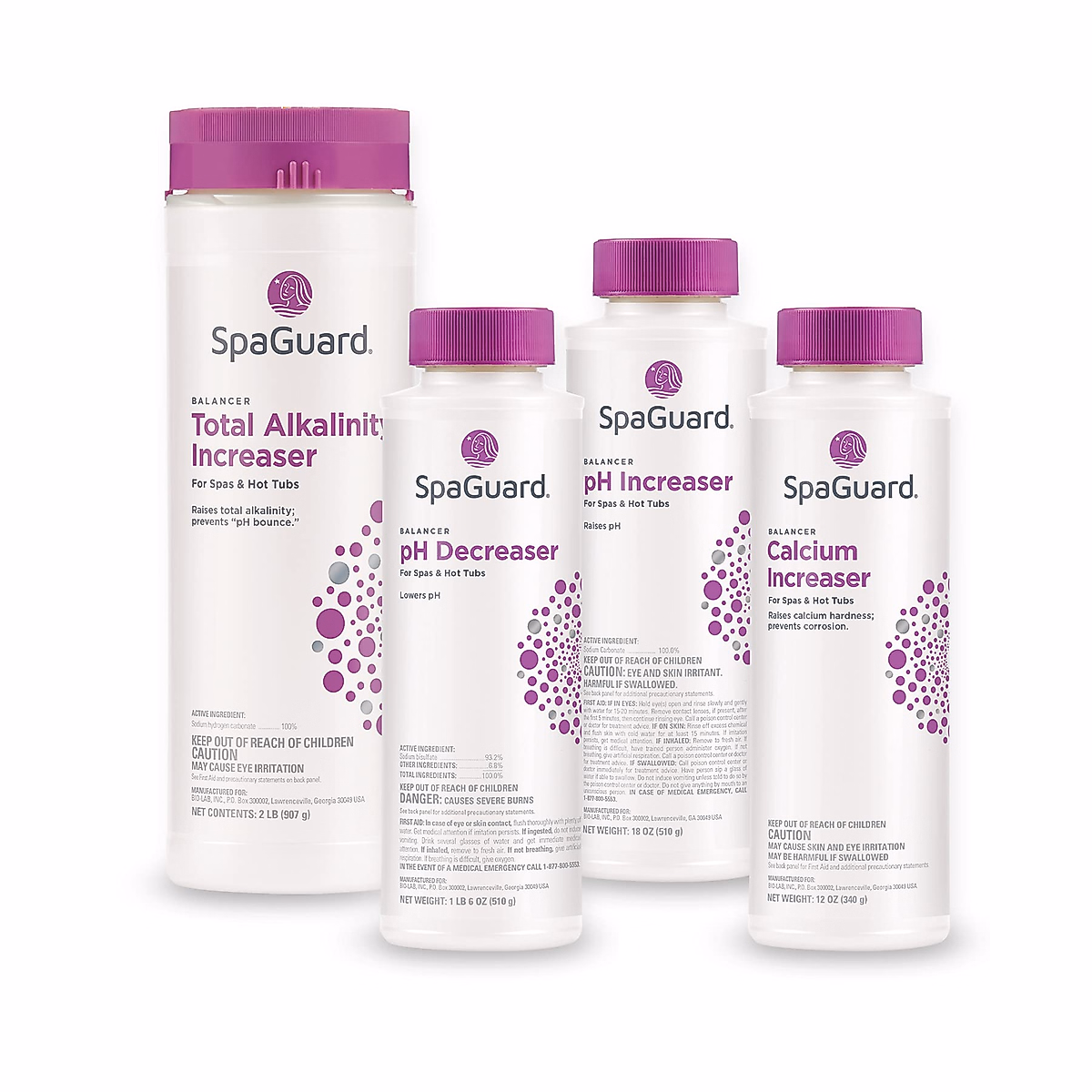 SpaGuard Balancer Bundle (pH Decreaser, pH Increaser, Alkalinity Increaser, Calcium Increaser) (1)