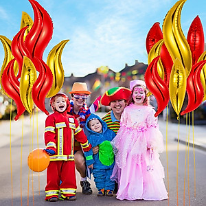 36 Inch 10 Pcs Fire Balloons Extra Large Fire Truck Balloons Flame Balloons Firefighter Birthday Party Decorations Fake Campfire for Hunting Fireman Party Supplies