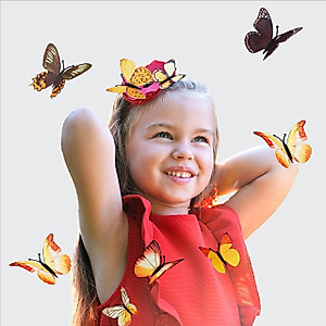 Cheerland 16pcs 3D Fall Theme Butterfly Wall Decor Removable Decal Mural Autumn Yellow Orange Butterflies Sticker for Kids Bedroom Nursery Classroom Party Decoration Wedding Decor DIY Gift