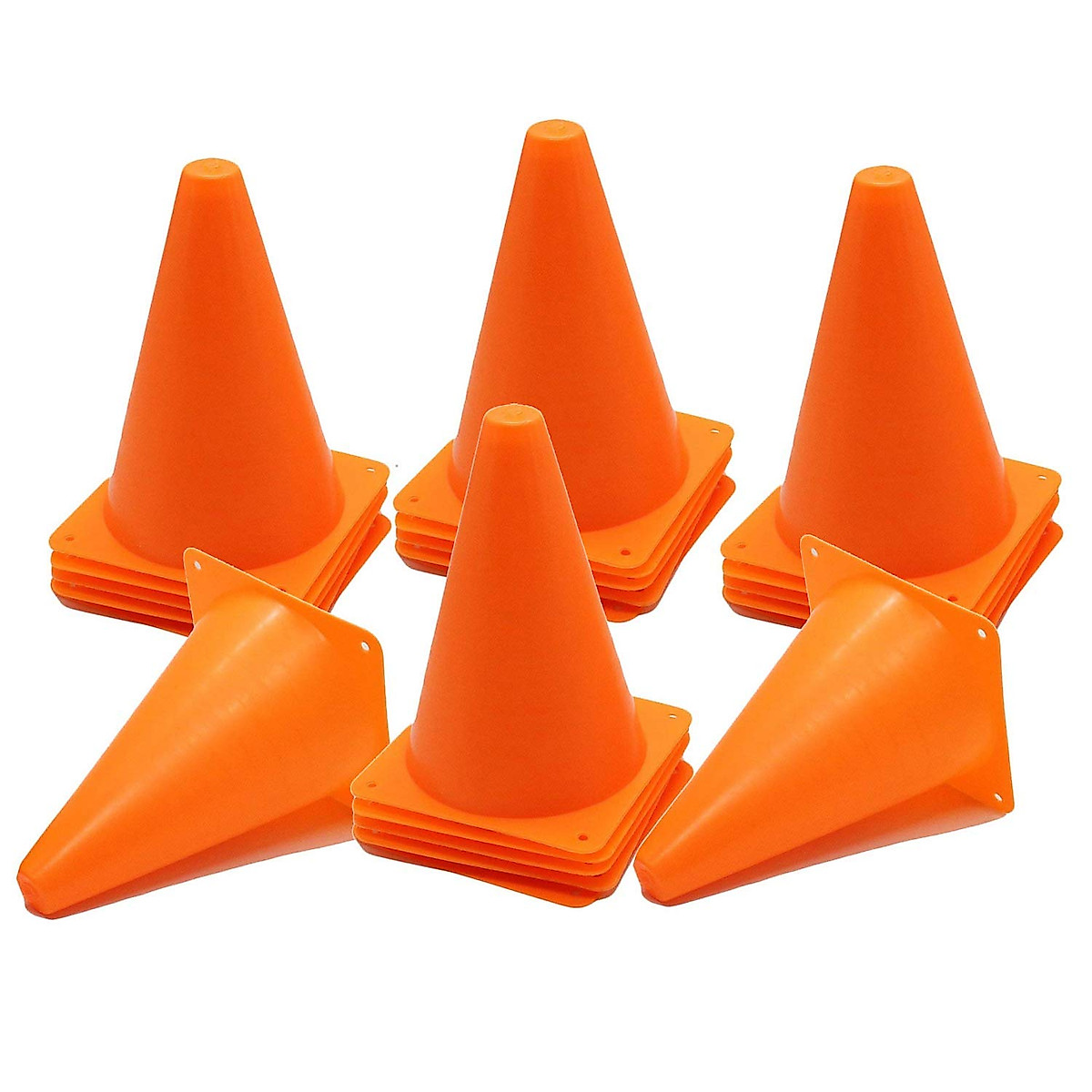 BLQH 36 Pack 7 Inch Plastic Traffic Cones Sport Training Cone Sets Field Marker Cones for Skate Soccer Agility Training & Physical Education Flexible (36)