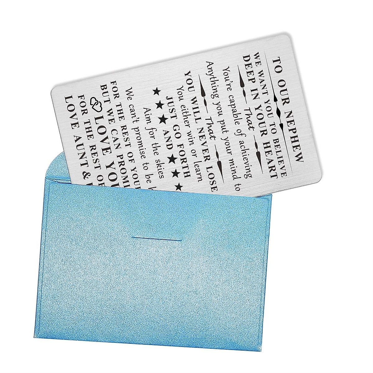 TGCNQ Nephew Gifts from Auntie - to My Favorite Nephew Wallet Card Insert - Gifts for Nephew for Graduation Birthday Christmas from Aunt Uncle