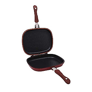 CHUNYU 32cm Double Side Grill Fry Pan Cookware Stainless Steel Double Face Pans Durable Pancake Pan Cookware Kitchen Pot